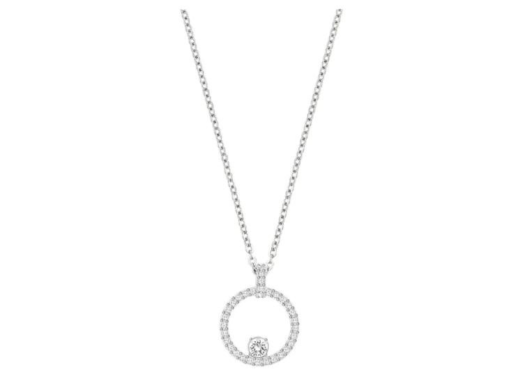 Swarovski Creativity Circle Pendant, - White, Rhodium plated - shadesecret